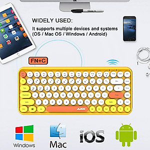 FELICON Wireless Bluetooth Keyboard Mini Portable 84-Key Keyboard Compatible with Android, Windows, PC, Tablet-Dark, Perfer for Home and Office Keyboards