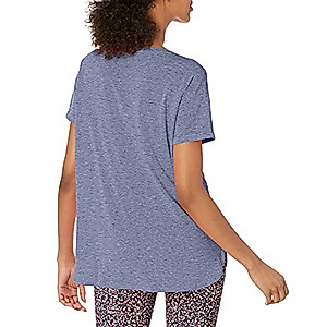 Amazon Essentials Women's Studio Relaxed-Fit Lightweight Crewneck T-Shirt (Available in Plus Size), Blue Heather Nightshadow, Large