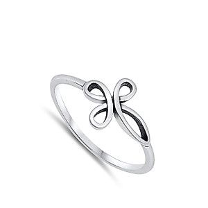 Infinity Cross Knot Christian Ring .925 Sterling Silver Size 7