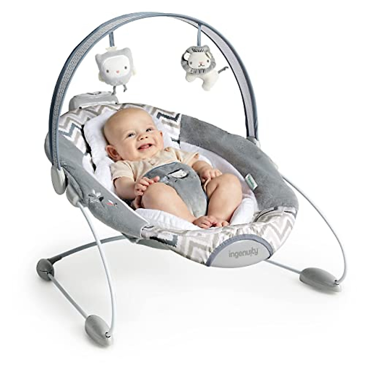 Ingenuity SmartBounce Automatic Baby Bouncer Seat with White Noise, Music, -Toy Bar & 2 Plush Infant Toys, 0-6 Months Up to 20 lbs (Braden)