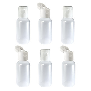510 Central Mini Squeeze Bottles (1/2oz, 6 Pack) Boston Round with Snap Top Caps - LDPE Plastic - Made in USA