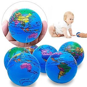24 PCS Globe Squeeze Balls,2.5 Inch Stress Ball,Pressure Relieving Health Balls,Foam Squeeze Balls for Kids,School,Classroom,Party Favors