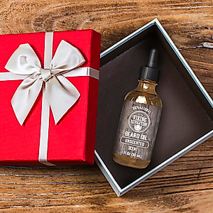 Viking Revolution Unscented Beard Oil for Men - Natural Mens Beard Oil with Argan Oil and Jojoba Oil - Beard Softener, Strengthens and Moisturizes - Beard Conditioner for Men (Unscented, 1 Pack)