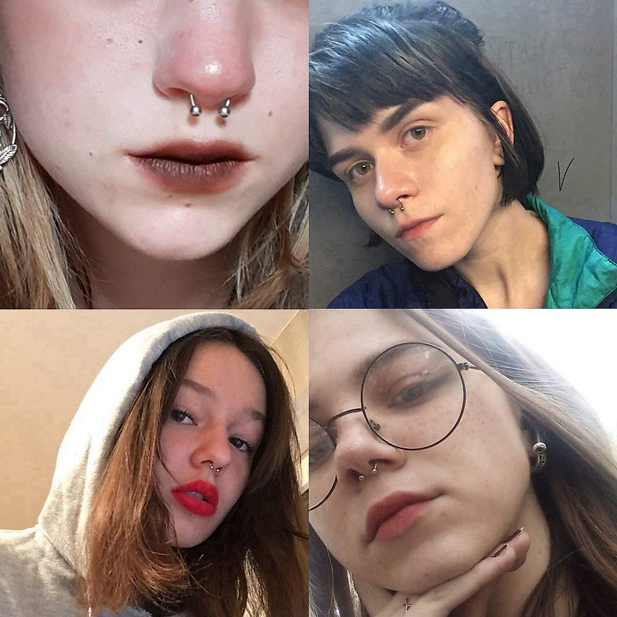 MODRSA Septum Rings Septum Piercings Septum Jewelry 16g Septum Ring Stainless Steel Septum Nose Rings Hoop for Men Women Rose Gold 8mm 10mm