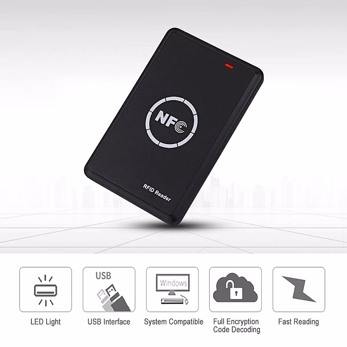 TO BE SECOND JASAG 13.56MHz IC Card Copier NFC Reader 125KHz RFID Reader Writer Duplicator Smart Card Programmer with IC Encrypted ID Composite Buckle Writable Key Fob Cards black NS106+3+3