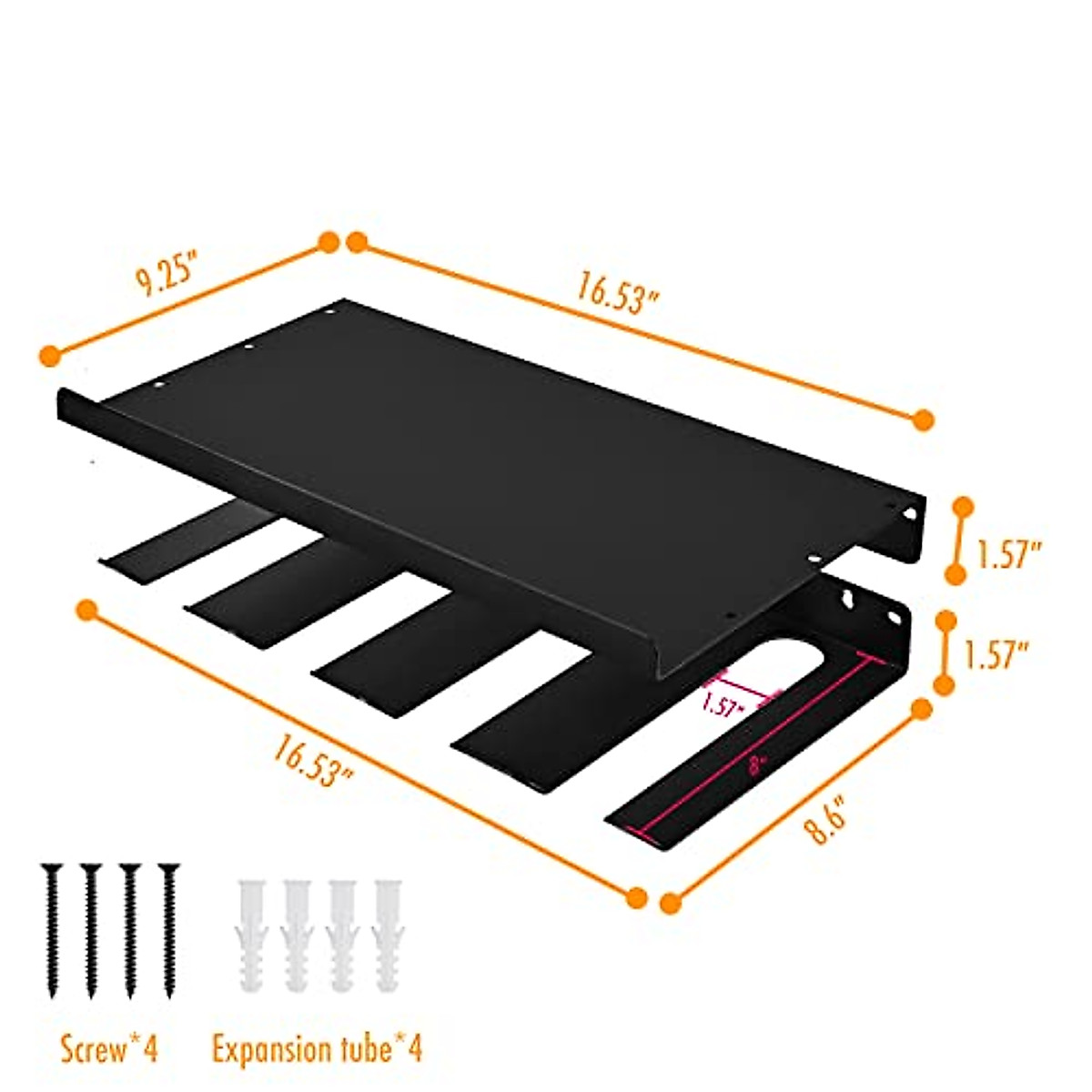 Goyappin 2 Tier Power Tool Organizer for Garage, Stainless Steel Metal Wall-Mounted Tool Holder Rack With 4 Drill Charging Slots and Shelf for Workshop Garage