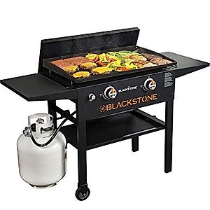 Blackstone 1924 28 Inch Camp Gas Griddle with Hard Cover Heavy Duty Flat Top Griddle Grill Station for Kitchen, Camping, Outdoor, Tailgating, Tabletop, Countertop Black