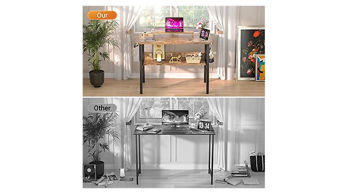 Ergonomic Computer Desk with Adjustable Monitor Stand
