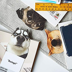 3 PCS Cute Dog Cat Bookmarks Husky Shiba Inu Puppy Animal Book Markers Funny Page Markers for Kids Adults Book Lovers School Library Office Home Use Book Reading Gift (Dog)