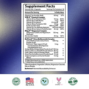 Research Verified Tinnitus Aid - Lessen Internal Ringing - Ginkgo Biloba, Vitamin C, Full Spectrum B Complex Blend, Magnesium - 60 Capsules - Vegan - Made in The USA
