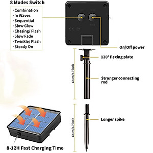 iShabao Solar String Lights, 50 LED Advanced Water Drop Solar Fairy String Lights Outdoor Waterproof, 8 Modes Solar Lights for Patio, Lawn, Home, Garden, Wedding, Party Decorations (White)