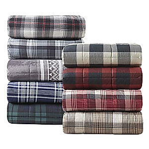 Woolrich Oversized Reversible Throw Blankets Premium Diamond Quilting, Cabin Lifestyle, Soft, Cozy Spun with Sherpa Reverse Cover for Couch, Bed and Office, 50x70, Tasha Red
