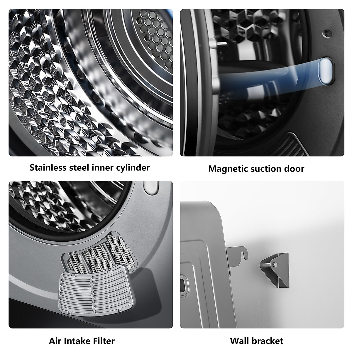 Compact Laundry Dryer,Portable Automatic Drying temperature system Dryer Machine,110v 850w for Small Spaces white