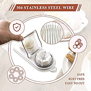 Egg Slicer for Hard Boiled Eggs, Kitchen Egg Cutter Wire Egg Cutter Heavy Duty Egg Cutter Dishwasher Safe, 2 in 1 Stainless Steel Egg Slicer Cutter for Strawberries, Kiwis, Sausage