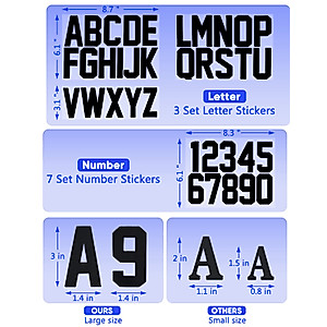 Seloom 148 PCS Mailbox Numbers and Letters Stickers Decals,3" X 7 Set Number 0-9 and 3" X 3 Set Alphabet Letter for Outside Indoor,Vinyl Self-Adhesive Waterproof Door House Address Stickers,Black