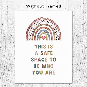 This Is A Safe Space To Be Who You Are, Boho Classroom Decor, Classroom Poster, Teacher Gifts, Classroom Decor, Classroom Signs For Walls, School Counselor Wall Decor, Unframed (8X10 INCH)