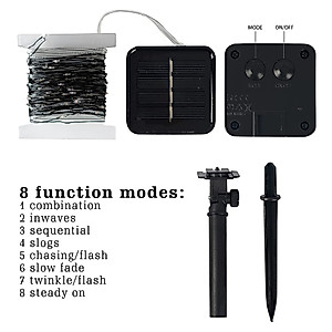 Dazzle Bright 2 Pack Purple and Orange Fairy String Lights, Total 80FT 240LED Solar Powered Fairy Lights with 8 Modes, Waterproof Copper Black Wire Lights for Outdoor Yard Party Halloween Decorations