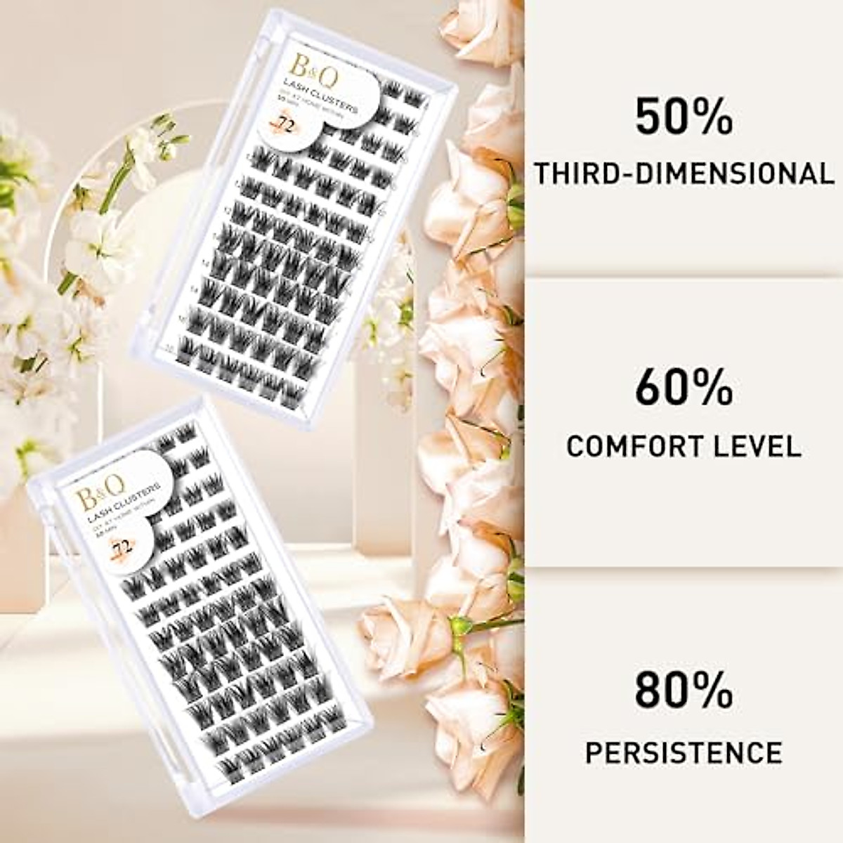 Lash Clusters B09 DIY Lash Extensions 72 Clusters Lashes D Curl Individual Lashes Wisps at Home (B09,D-14mm)