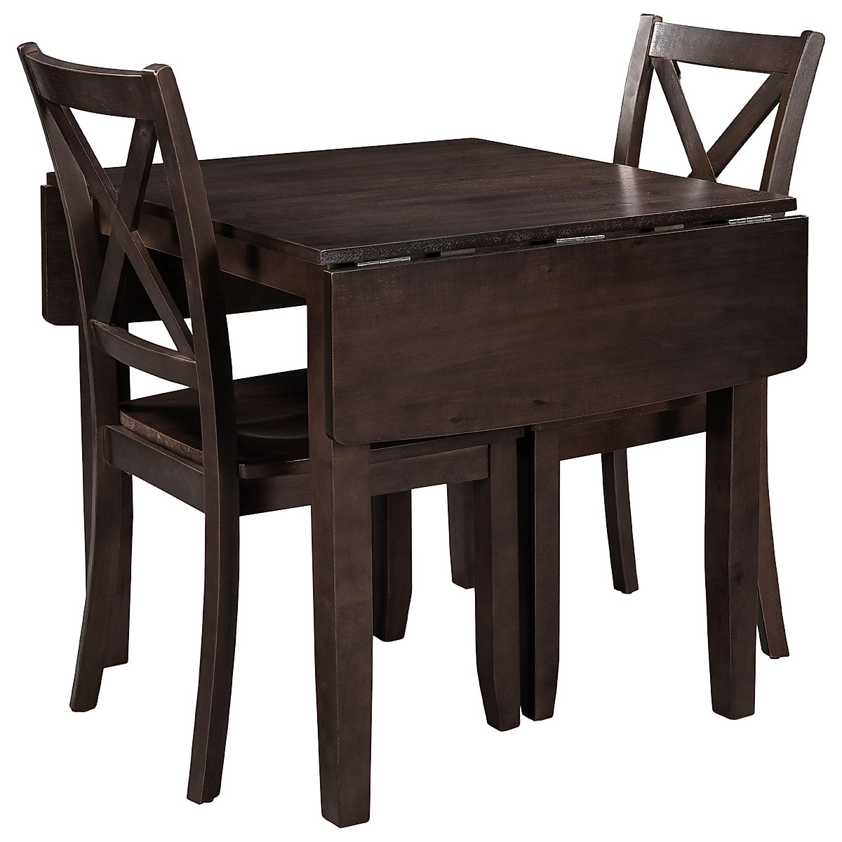 Merax Dining Table Set for 2, Extendable Design with Wood Drop Leaf Top and Wooden Chairs, 3 Piece, Espresso