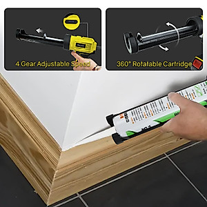 Cordless Caulking Gun for DeWALT 20V Battery, Electric Caulk Adhesive Gun with 450lm LED Light, 4 Adjustable Speeds, Drip-free Caulk Gun, 10oz/300ml Caulking Tool for Filling, Sealing(No Battery)