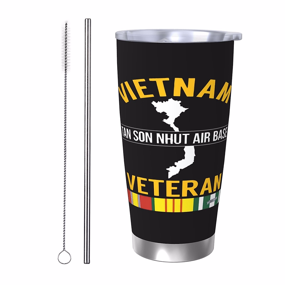 Biaomn Tan Son Nhut Air Base Vietnam Veteran Stainless Steel Tumbler Vacuum Insulated Travel Tumbler With Lid Coffee Mug Car Cup For Home Office Outdoor 20oz