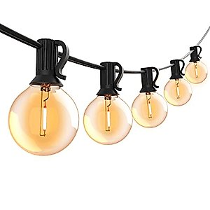 BRTLX Outdoor String Lights, 100FT LED G40 Weatherproof Patio Lights with 50+2(Spare) Waterproof Backyard Shatterproof Hanging Lights String Commercial for Balcony Birthday Party