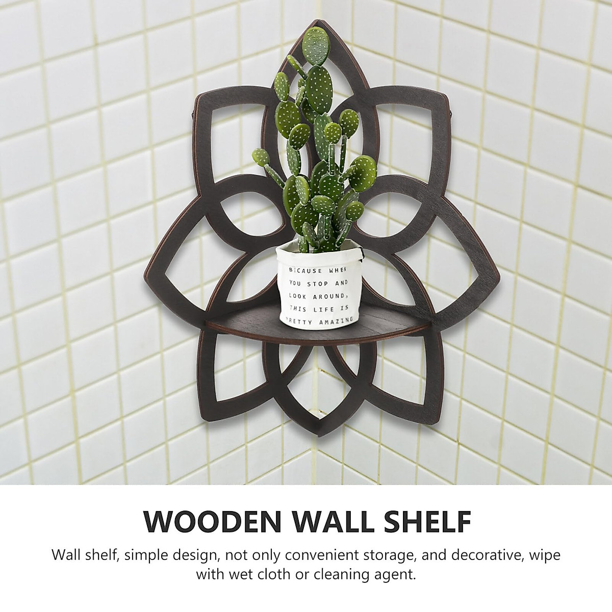 MAGICLULU Mandala Flower Shelf Wall Mounted Flower Plant Wall Display Shelf Decorative Wooden Floating Shelves for Living Room Bedroom Book Room Decor