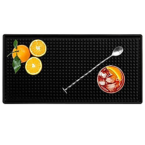 Tebery 2 Pack Rubber Bar Mats,12" x 6" Black Bar Service Spill Mat Drying Mat