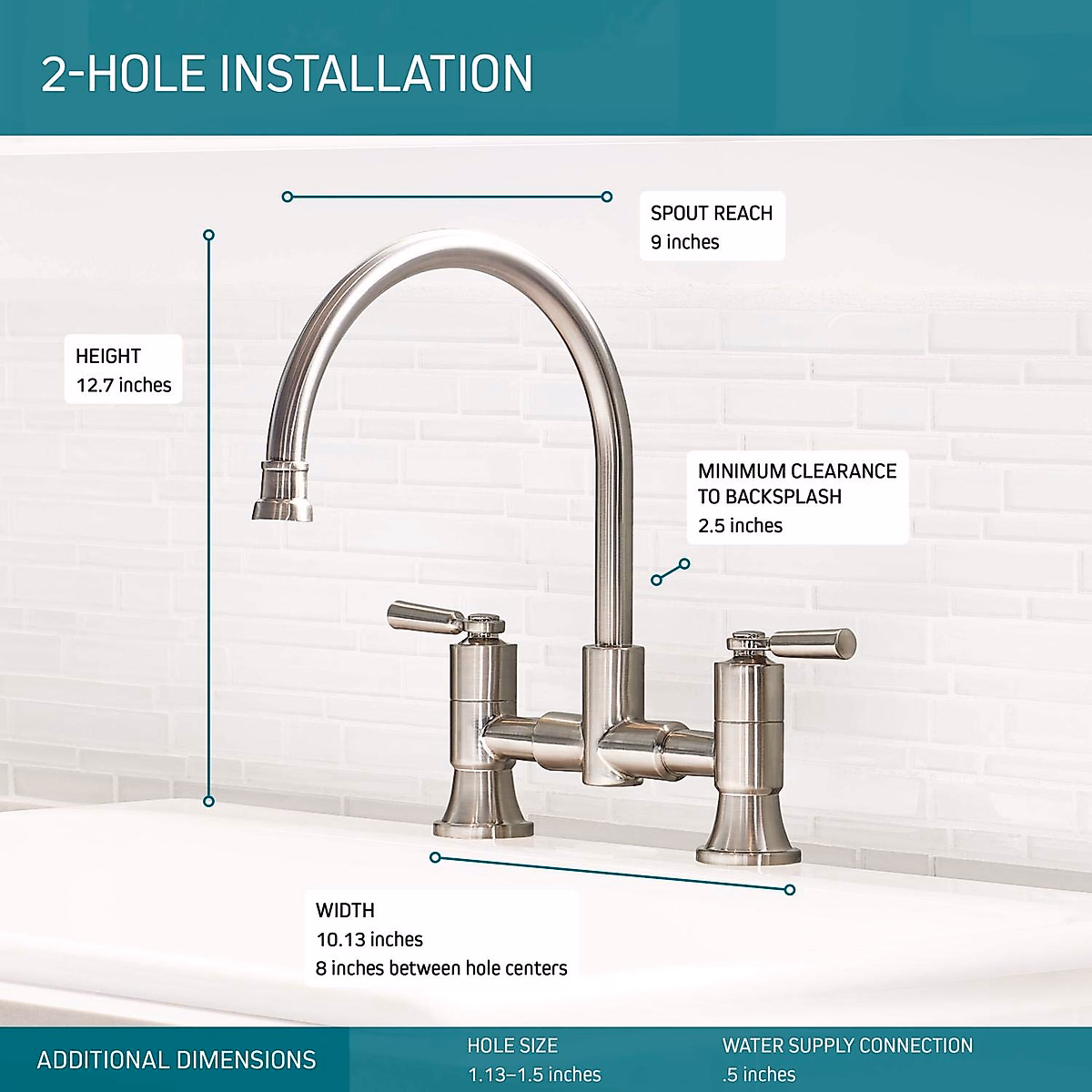 Peerless Delta Faucet P2923LF-SS Westchester Bridge Kitchen Faucet Two Handle, Stainless