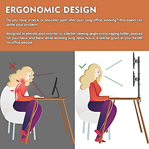 Hemudu Dual Monitor Articulating Desk Mount Arm Stand - Vertical Stack Screen Supports Two 13 to 34 Inch Computer Monitors with C Clamp