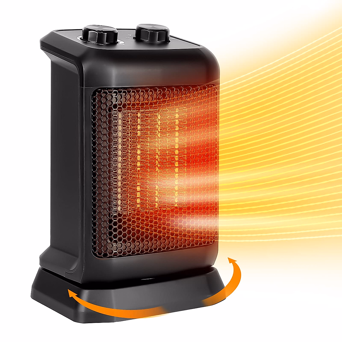 EVELYN Oscillating Space Heater, 1500W Electric Heaters Portable with Thermostat, Safe and Quiet, PTC Fast Heating Ceramic Room Small Heater Fan for Home Office Indoor Use