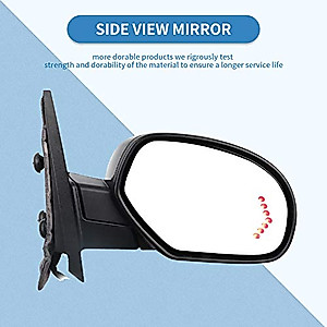 ECCPP Pessenger Side Door Mirror Mirror Replacement Fit For Chevy For GMC Automotive 2007-2013 For Chevy For GMC with Amber Arrow Turn Signal Power Controlling Heated Features and Puddle Lights
