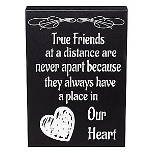 JennyGems Friend Gifts, Friends At a Distance Are Never Apart Wooden Sign, Going Away Gifts for Friends, Wall Hanging and Shelf Decor, Made in USA