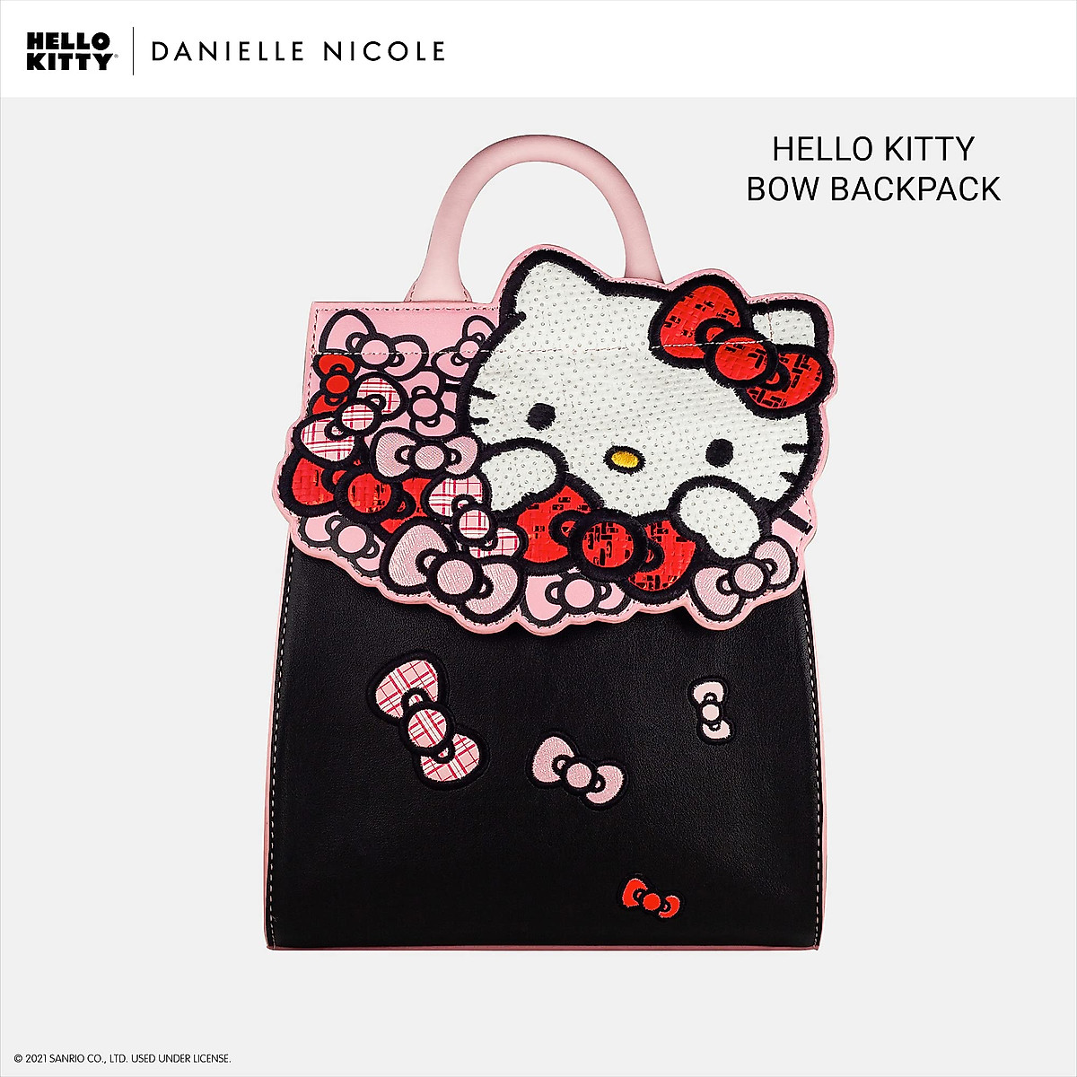Danielle Nicole Hello Kitty, Bow Design Purse Backpack, Black, Mini