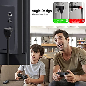 PNGKNYOCN 8K HDMI 2.1 Short Cable,90 Degree Downward Angle 1FT/0.3M Ultra High Speed 48Gbps HDMI Male to Male Cable Support 8K@60Hz,Dynamic HDR,HDCP 2.2&2.3, eARC (Down)