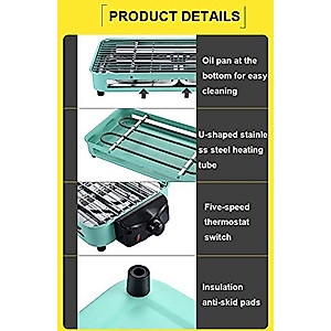 Indoor Barbecue Griddle with Non-Stick Coating Grill Plate，1500W Adjustable Temperature Control Mini Portable Barbecue Grill for 3-10 Persons， for Outdoor Picnic and Home Garden Camping Useful