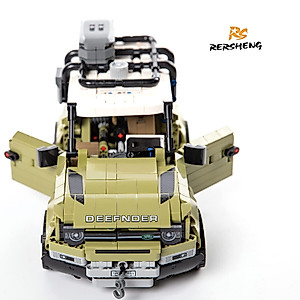 Rersheng Off-Road Car D90 MOC Technology Building Blocks and Engineering Toy, Adult Collectible Model Cars Kits to Build, 1:14 Scale Truck Model (1286Pieces)