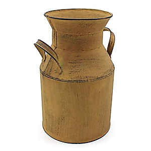 CVHOMEDECO. Galvanized Metal Milk Can, Old Rustic Primitives Jug Vase for Home and Garden Décor. Rusty