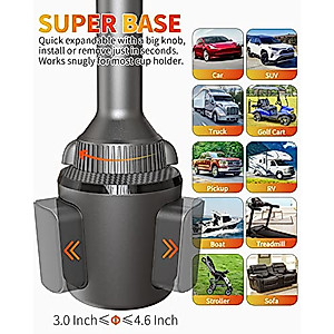 1Zero Rock Solid Cup Holder Phone Mount for Car Low Profile No Shaking Long Arm 2in1 Air Vent Car Phone Mount Compatible with All iPhone Samsung Cell Phones for Truck SUV Tesla Golf Cart Boat