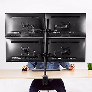 VIVO Full Motion Aluminum 17 to 32 inch Quad Monitor Desk Mount Stand with Articulating Arm Joints, Fits 4 Screens, Max VESA 100x100, STAND-V104Y