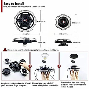 PINSAI LED Garage Light,Super Bright Screw in Aluminium E26/E27 Ceiling Shop Lamp, 120W High Lumen Multi Point Illumination Basement Bulb Fixture,Commercial Bay Lighting for Workshop, Atti