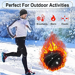 HASAGEI Running Beanie Thermal Running Hat Men Skull Cap Running Cap Cycling Hat Under Helmet Cap Sports Hat Black