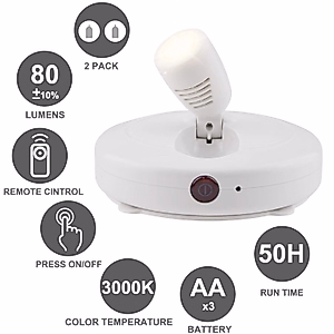 HONWELL Wireless LED Spotlights 2 Pack Accent Lights Puck Lights with 2 Remote, Indoor Closet/Picture Lights with Rotatable Head,Stick on Artwork Lighting for Paintings Display