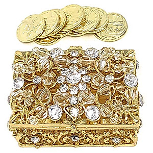 CB Accessories Wedding Unity Coins - Arras de Boda - Decorative Box with Rhinestone Crystals Keepsake 76 (Gold)
