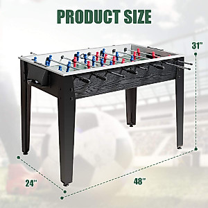 Giantex Foosball Table, Wooden Soccer Table Game w/Footballs, Suit for 4 Players, Competition Size Table Football for Kids, Adults, Football Table for Game Room, Arcades (48 inch, Black)