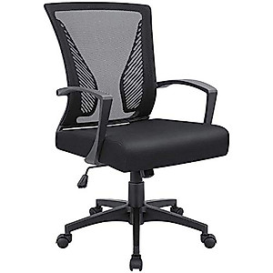 VICTONE Office Chair Home Office Desk Chair Task Mid Back Mesh Chair Ergonomic Swivel Lumbar Support Desk Computer Chair (Black)