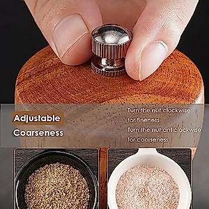 mosuniro Salt and Pepper Grinder Set - 2 Pack Wooden Salt and Pepper Mill Sets with Adjustable Coarseness - Refillable Manual Pepper Mill Grinder