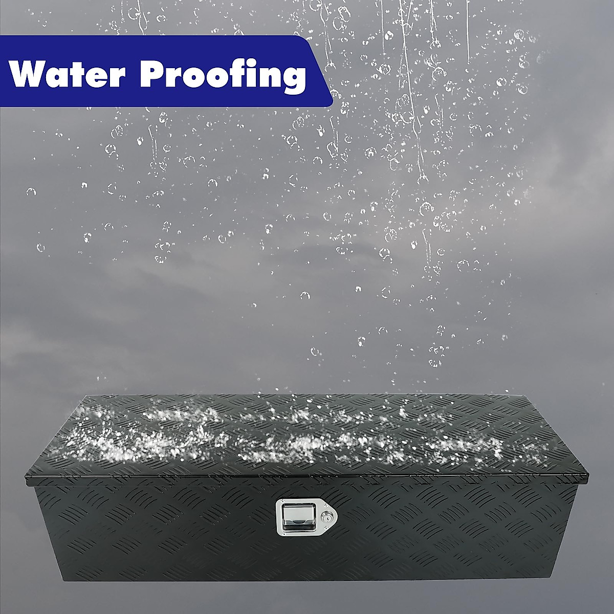 bchsadvb 39"x13"x10" Inch Black Aluminum Pickup Truck Trunk Bed Tool Box Car Outdoor Under Trailer Tongue Box Storage with lock