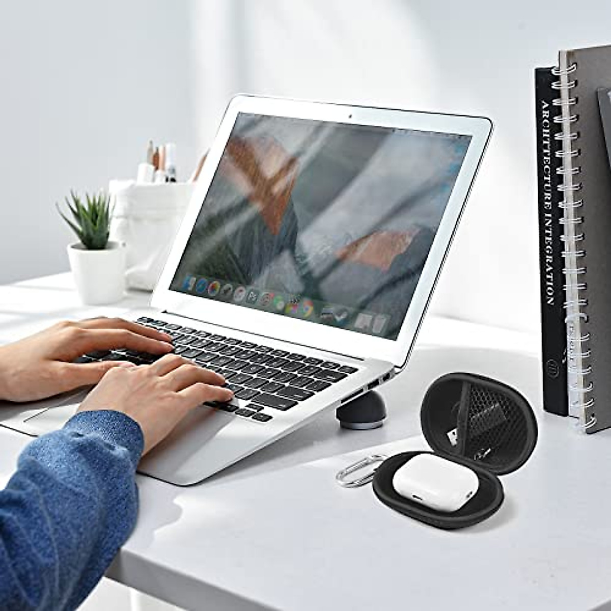 Filoto Earbud Case, AirPods Pro 2nd /3/2/1 Generation Case Portable Carrying Case Small Storage Bag, Earphone Accessories Organizer Hard EVA Shockproof Cover with Carabiner Clip (Black)