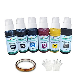 Vivid Colors VC T552 552 Dye Sublimation Ink 70ml / per Bottle Refill Bottle for ET-8500 ET-8550 Heat Press Transfer on DYI Mugs Plates T-Shirts (6 Pack) Super Tank Printer Sublimation Ink Refills